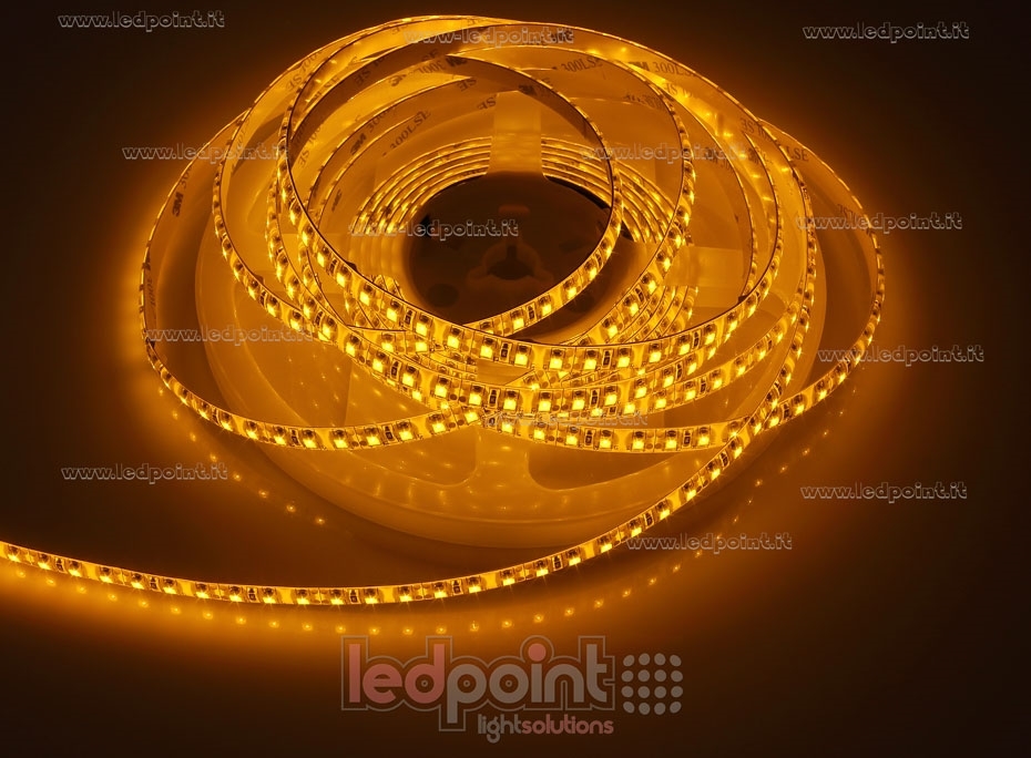 Ledpoint S.r.l. | Ruban led jaune 5m 120leds/m IP53 (IP65) 3528 12V 9,6W/m
