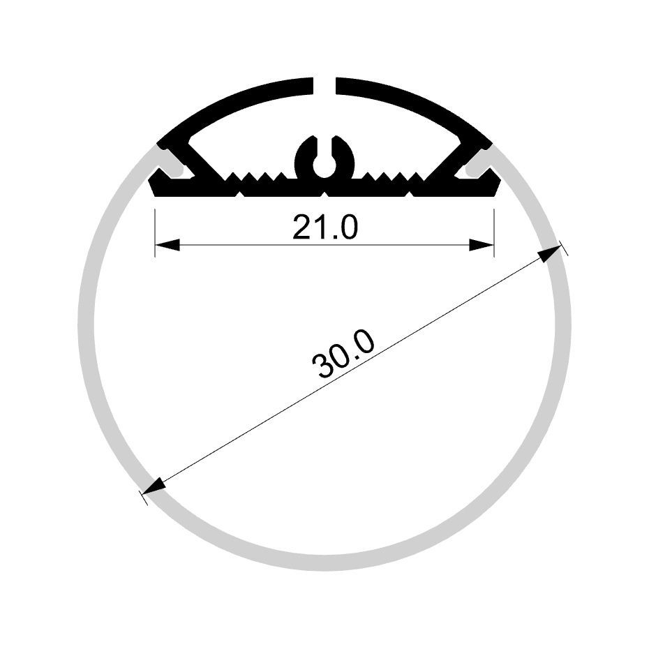 Ledpoint S.r.l. | Profilé en aluminium rond, diamètre 30mm, 4 mètres